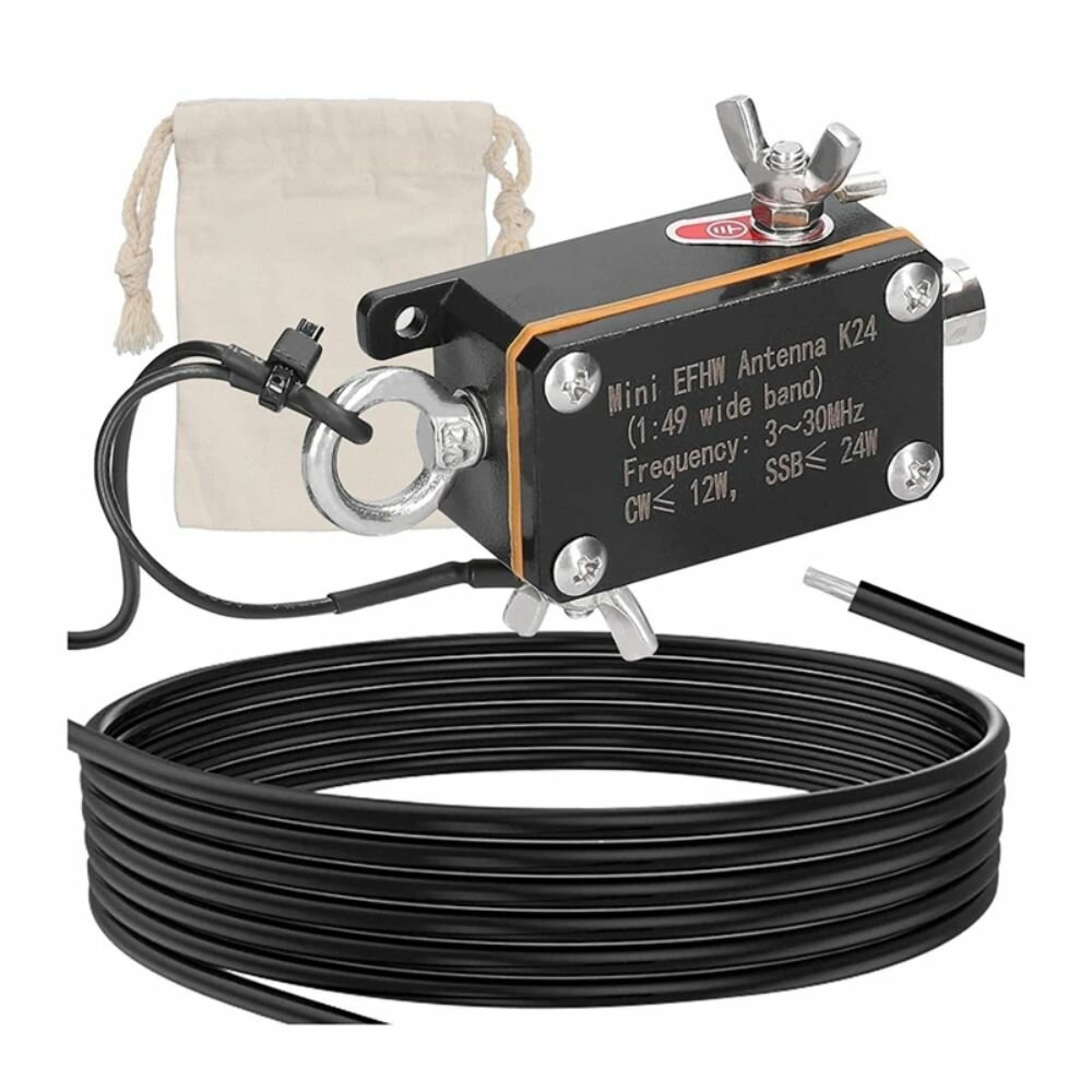 Карманная антенна EFHW K24, диапазон частот 3–30 МГц, коротковолновая антенна, широкополосная полуволновая антенна с концевым питанием