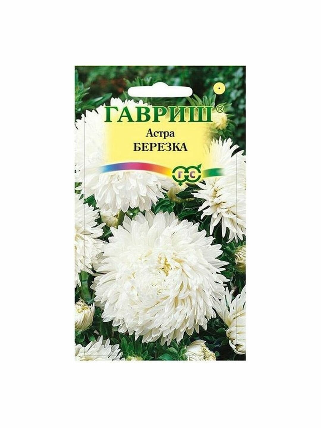 Семена Астра Березка, белая, однолетник, Гавриш, 1 пачка - 0.3г семян
