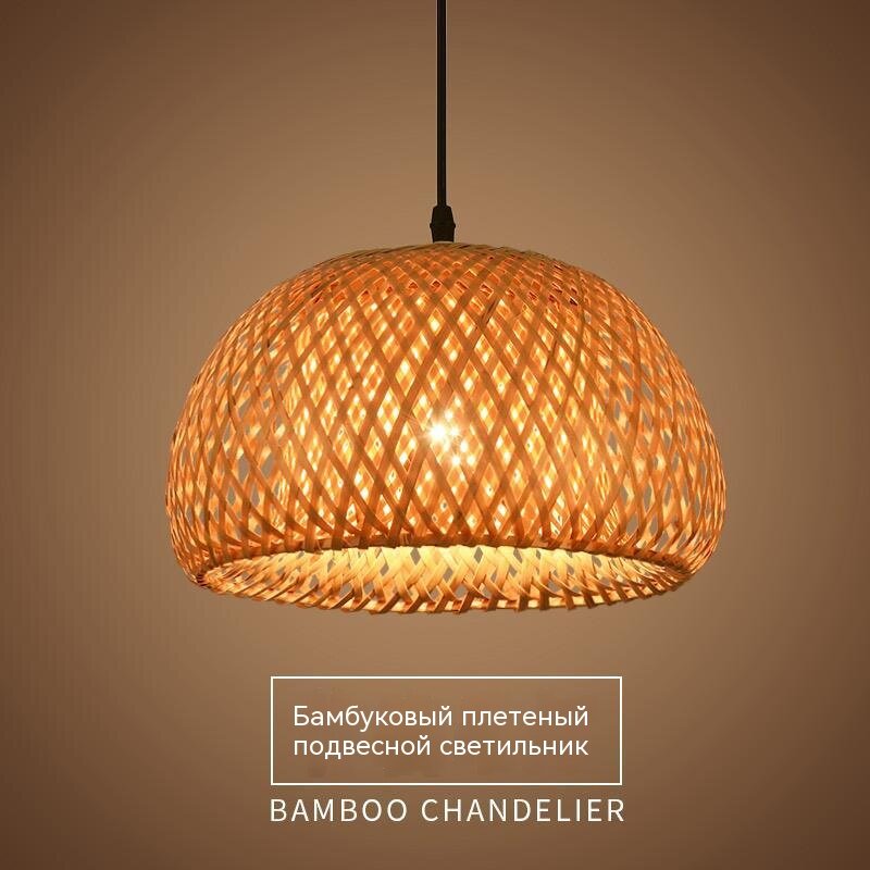 Деревянная люстра из ротанга, плетеная люстра