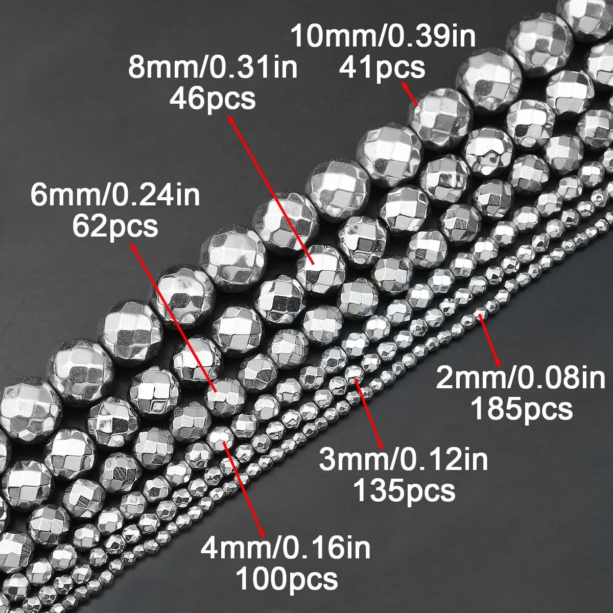 Натуральные Бусины Из Гематита, Белые, Граненые, Круглые, Для Изготовления Ювелирных Изделий Своими Руками: Браслетов, Ожерелий