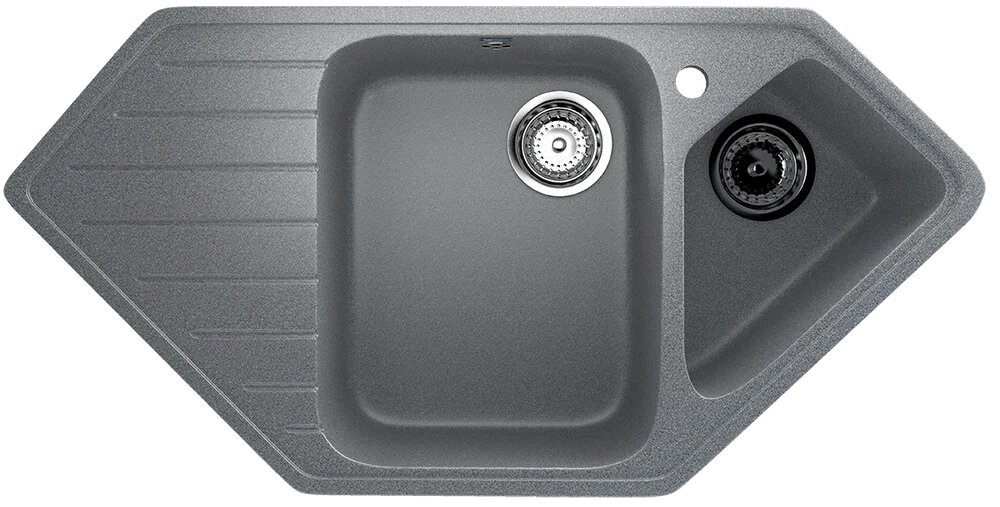 Мойка кухонная Ulgran U-409 -309 угловая, 50x97, мойка для кухни, с крылом, серая, трапеция, матовая