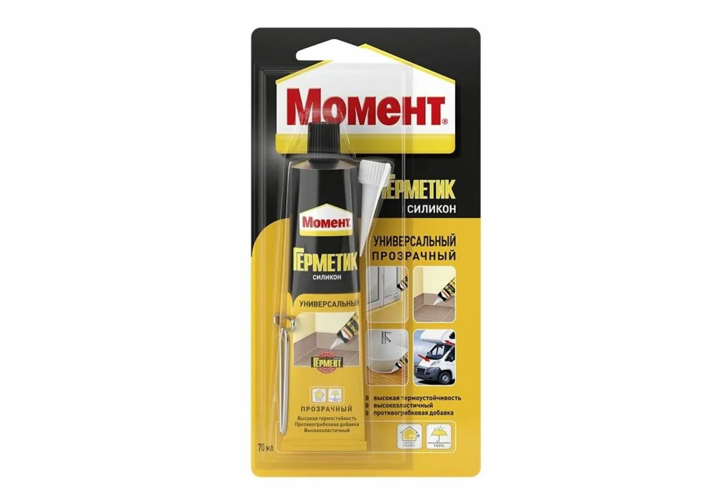 Герметик силиконовый универсальный Момент прозрачный 70 мл