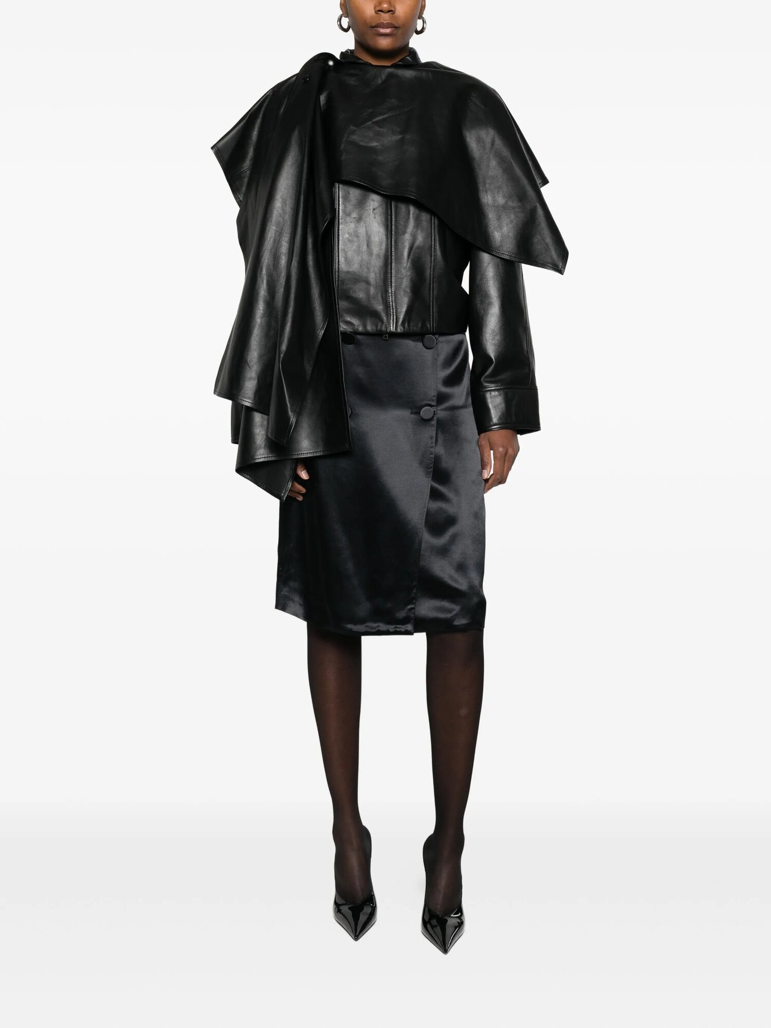 Юбка Ferragamo Satin midi skirt, размер 38, черный — фото 1