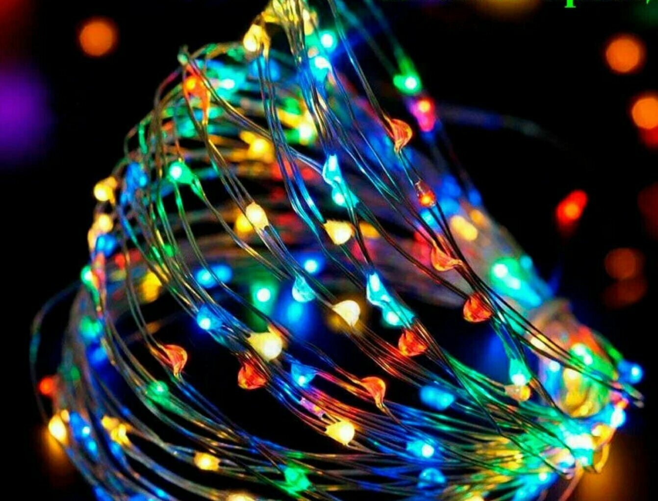 Гирлянда на новый год, гирлянда роса зеленый провод, новогодняя гирлянда, теплый свет, 100 м