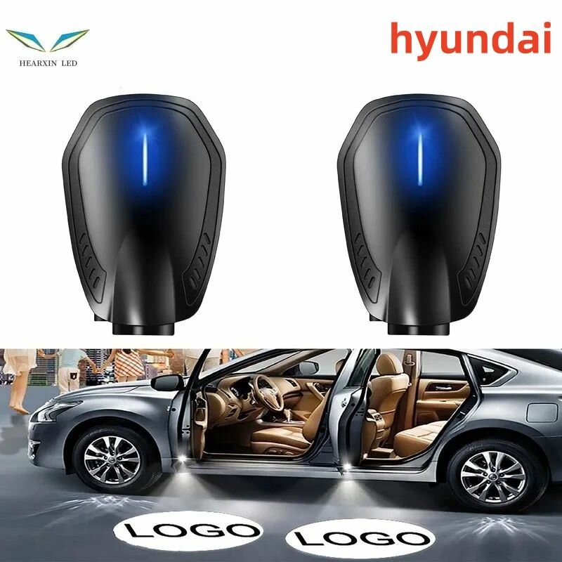 Проекция логотипа авто/Комплект беспроводной подсветки на двери авто (2 шт.)hyundai