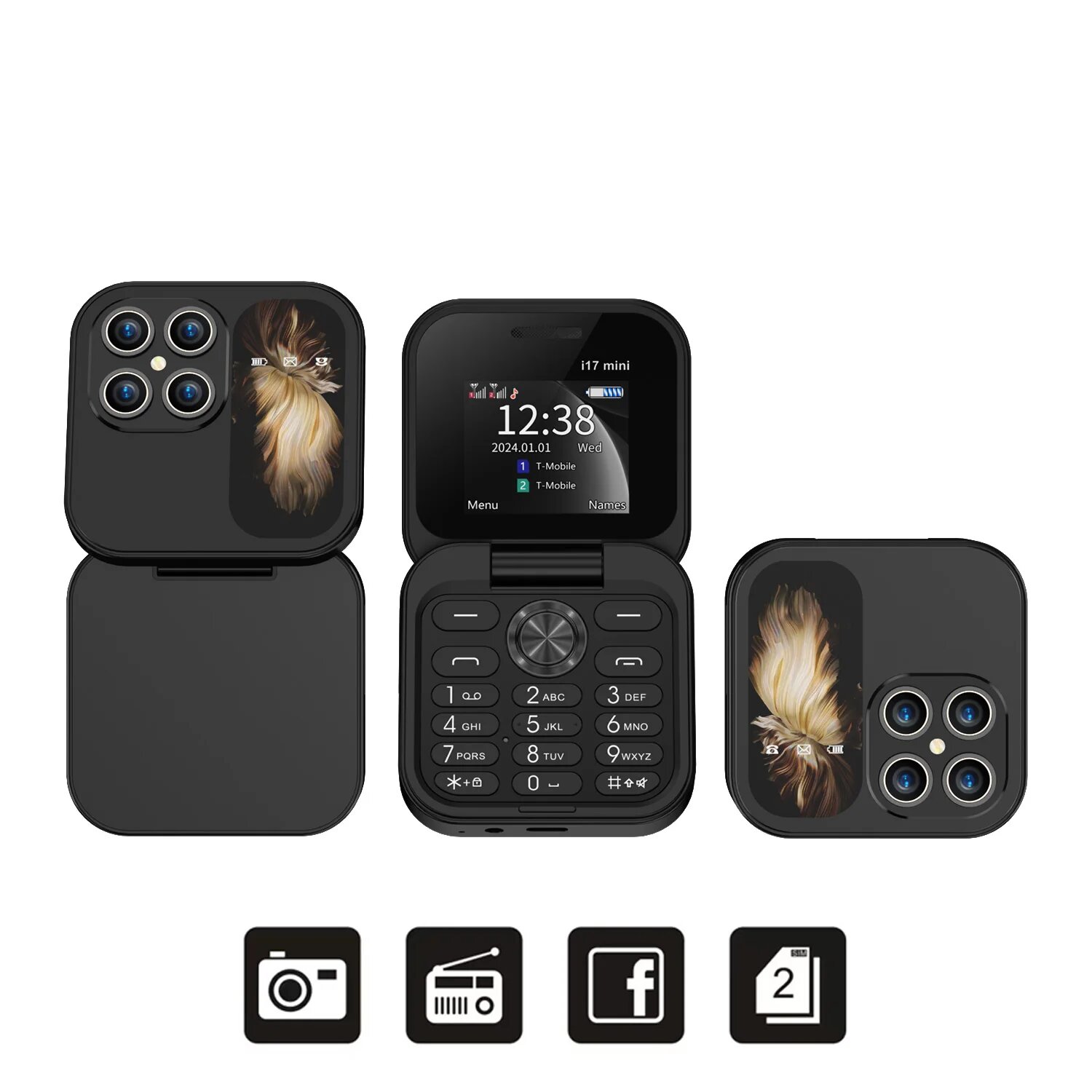 SERVO i17 Mini с двумя SIM-картами, Компактный флип-телефон, 2G, GSM, скоростной циферблат, волшебный голос, 1,77 дюйма, компактные складные сотовые телефоны