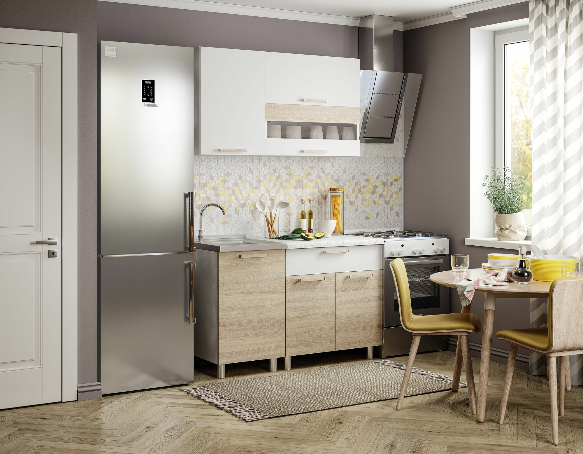 Кухня Айсбери 1,2м белый/сонома (БТС)