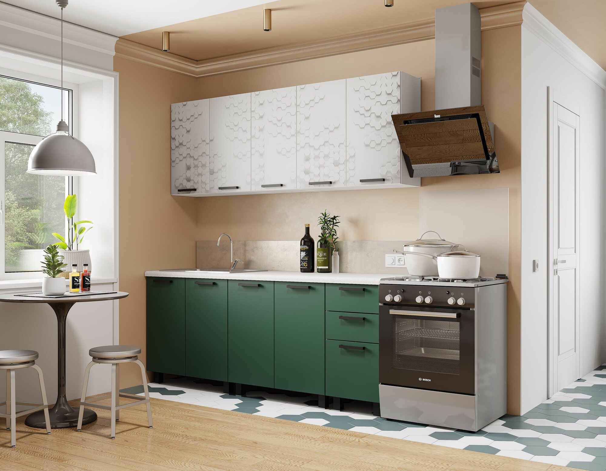 Кухня "3D Техно" Белый/М07 (БТС)