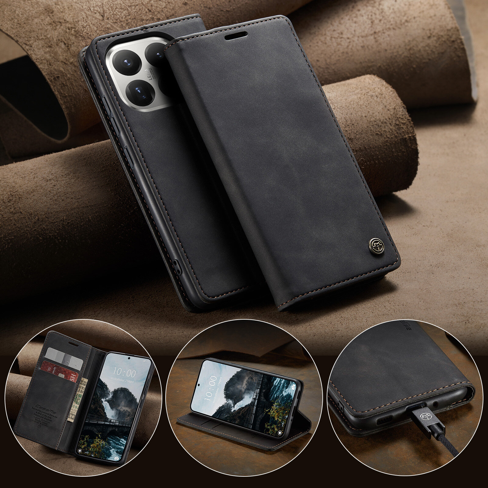 Чехол Для Xiaomi 15T Pro/Сяоми 15T Про, soft touch, чехол-кардиомонитор, искусственная кожа, поликарбонат (PC), защита камеры, ударопрочный, усиленные углы, Xiaomi, Xiaomi 15T Pro, black,