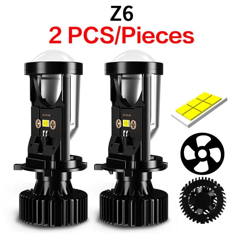 AILEO Canbus 90 Вт/пара лампы H4 светодиодный мини-проектор с линзами Automobles лампа 20000LM комплект для переоборудования Hi/Lo фара 4300K 6000K RHD LHD Z6 2pcs, Right-Hand Drive, 4300K