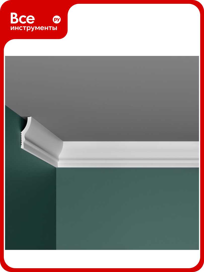 Потолочный плинтус для натяжных потолков праймдекор XPS профиль P-60 длина 2м 15400