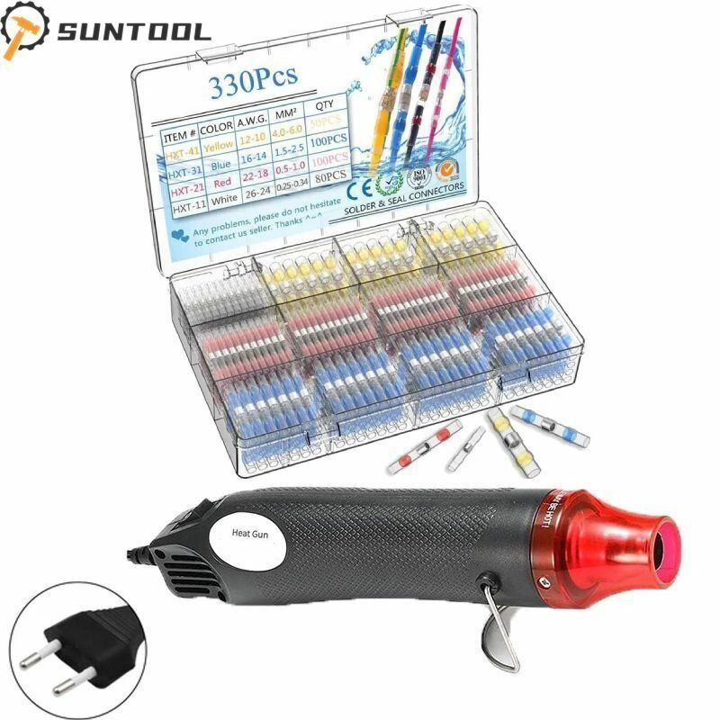330 штук термоусадочное кольцо с припоем, тепловой фен, IP67 водонепроницаемый соединитель