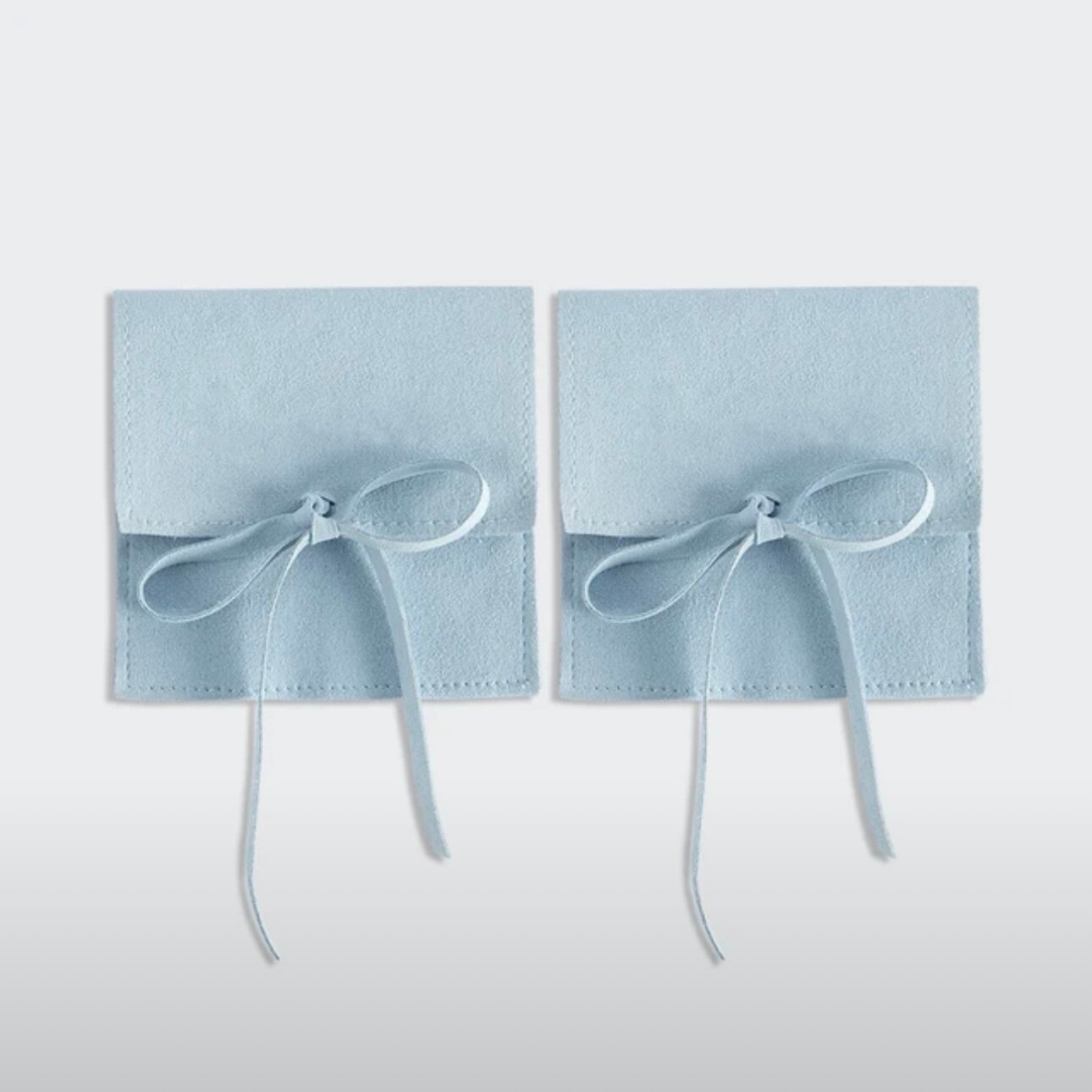 Мешочек-конверт, из микрофибры, голубой, с завязками, 9Х9 см