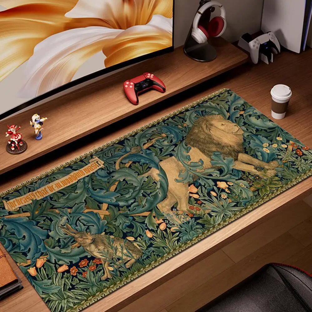 Xxl коврик для мыши 900x400 William Morris компьютерный стол игровой ПК аксессуары для настройки геймерский настольный коврик коврик для мыши аниме большие коврики для офиса