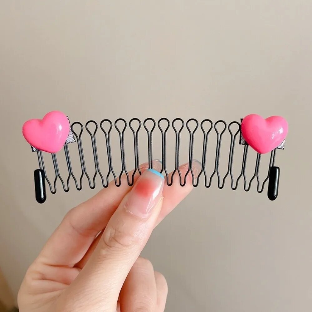 Металлическая расческа-гребень с челкой Розовый, 4