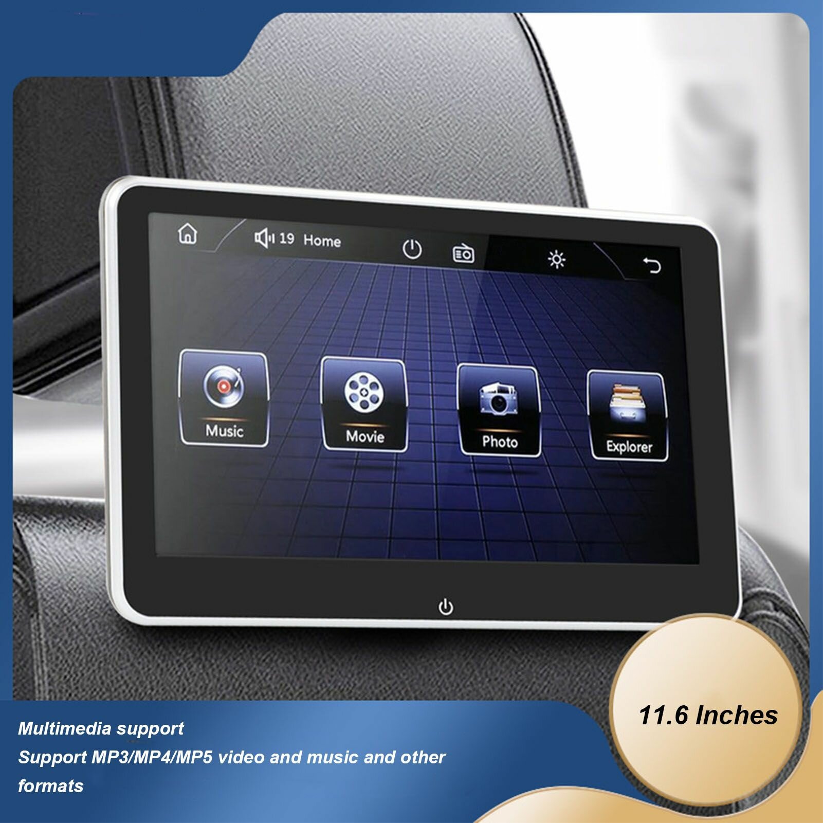 11,6-дюймовый монитор в подголовнике автомобиля, сенсорный экран 1080P HD, Mp5-плеер на заднем сиденье с подключением телефона