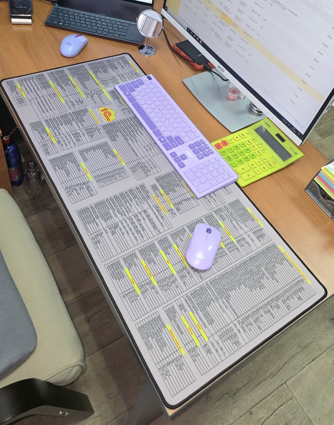 Игровой коврик kovrik-komp "Шпаргалка по бухгалтерии 1С", нескользящий, для мыши, черный кварц