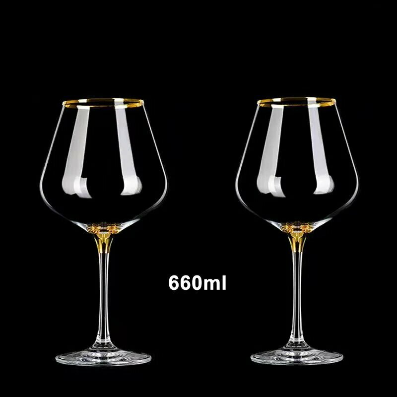 ЮHow винтажные хрустальные бокалы для вина, 660ml, Черный