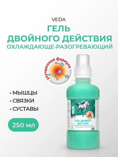 VEDA ЗОО VIP 2 шт по 250 мл гель двойного действия охлаждающий и разогревающий с камфорой и ментолом