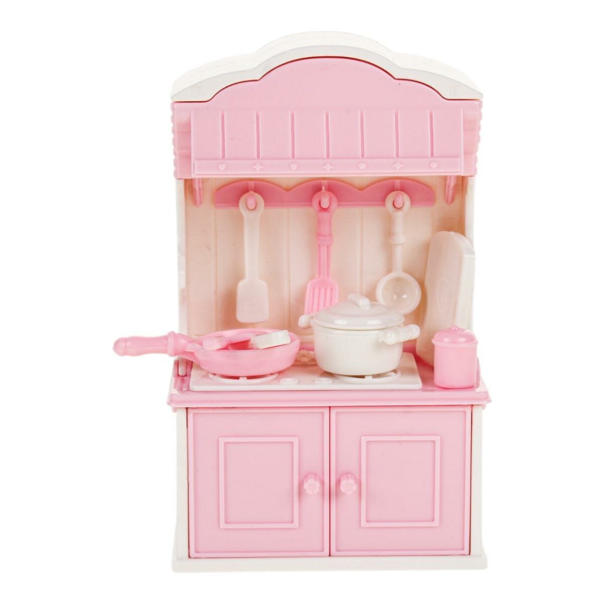 Игрушечный кухонный гарнитур для кукол VC016, 13,5×7,5×14,2 см, розово‑белый, пластик, развивает ролевую игру