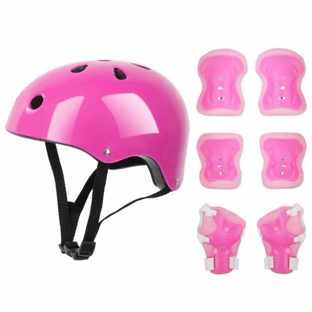 Детский Защитный шлем Plum Blossom Black Bubble С Бабочкой из 7 предметов, Защитный комплект для обуви Для роликовых коньков Balance Scooter - Розовый Черный Пузырчатый Шлем + Защитный комплект