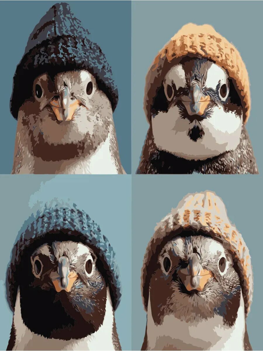 Картина по номерам 30x40 см пингвины