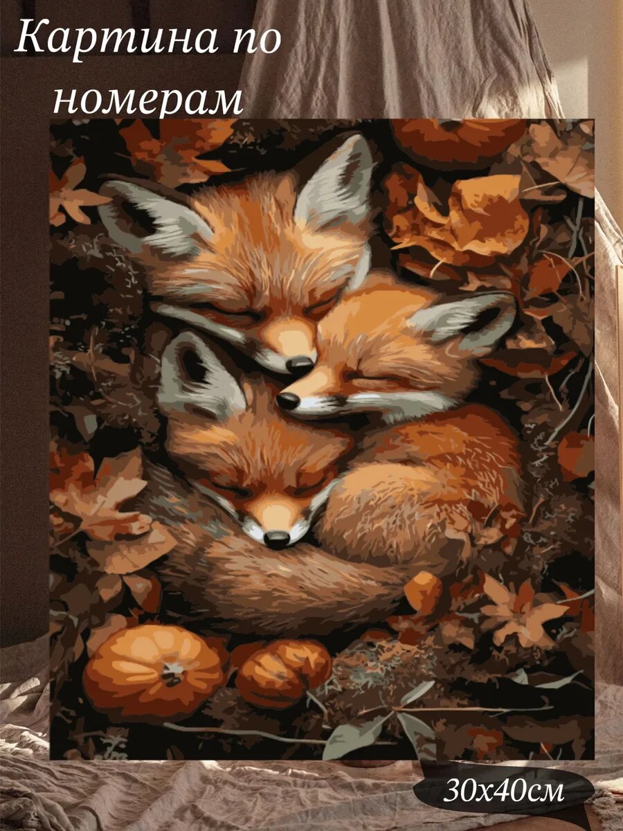 Картина по номерам лисята