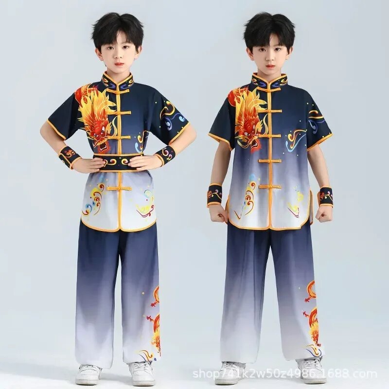 Детский костюм Ушу из полиэстера 140, D-short-black