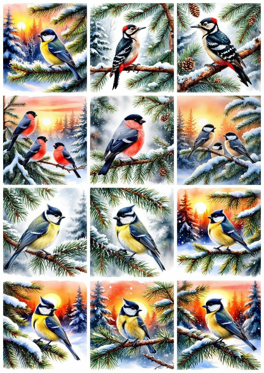 Водорастворимая картинка для мыла "Птицы" А4