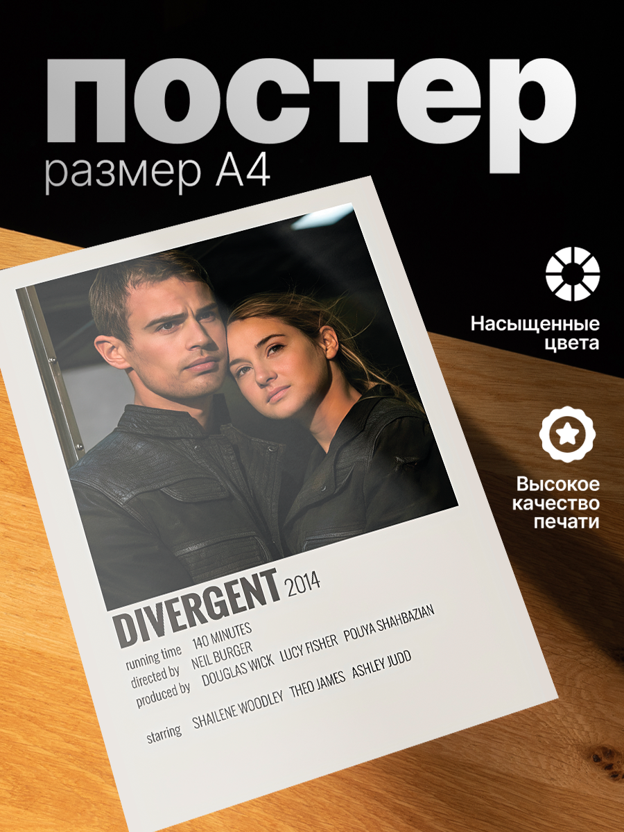 Постер ZEKEKS Дивергент, на стену, без рамы, 29x21 см, цифровая печать