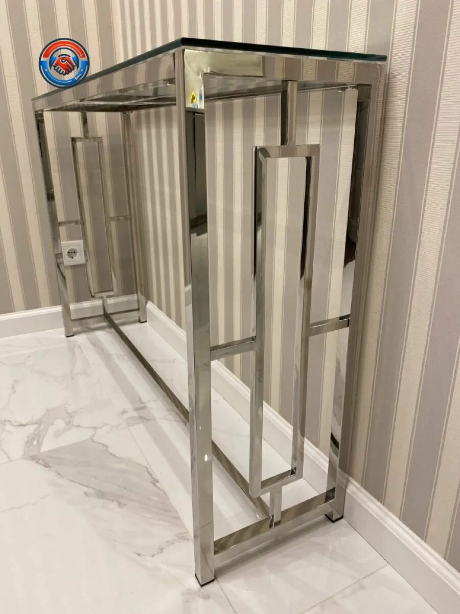 Стеклянная консольный столик для прихожей, гостиной, спальни, устойчивый к влаге и царапинам, универсальный современный дизайн, прозрачная столешница, мебель для узкого коридора