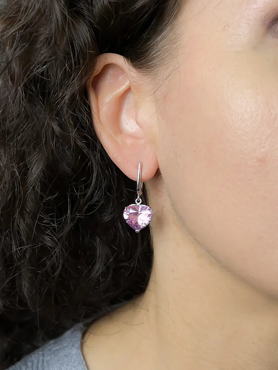 Серьги с подвесками, серебро, 925 проба, родирование, сапфир синтетический