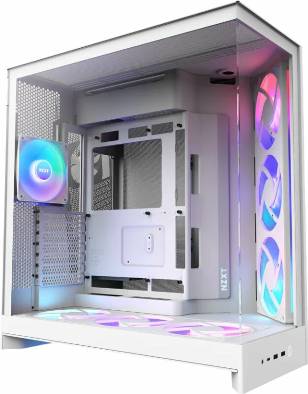 NZXT Корпус Miditower NZXT H9 Flow RGB+ CM-H92FW-P1, E-ATX, белый (без БП)