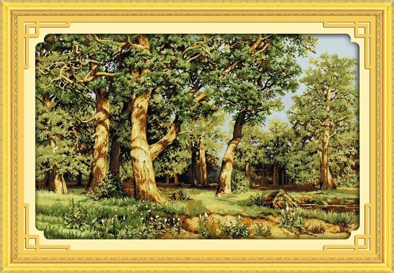 NKFвышивка крестом наборы, Схема на 14CT "Дубовый лес",101*66CM