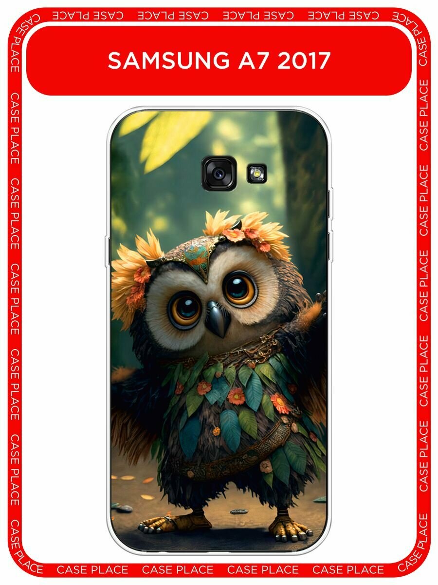 Чехол на Samsung Galaxy A7 2017 / Самсунг Галакси А7 2017 с принтом "Тропическая сова"