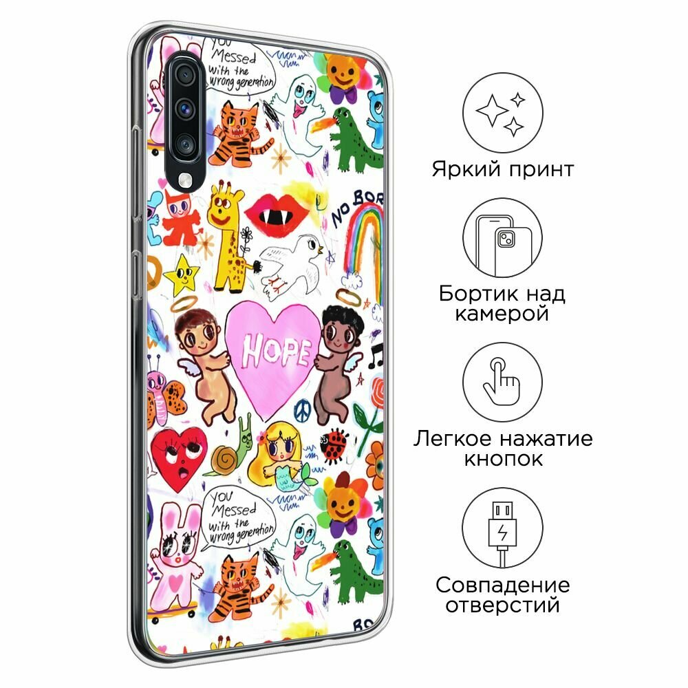 Чехол на Samsung Galaxy A70 / Самсунг Галакси А70 с принтом "Милые рисунки" — фото 1