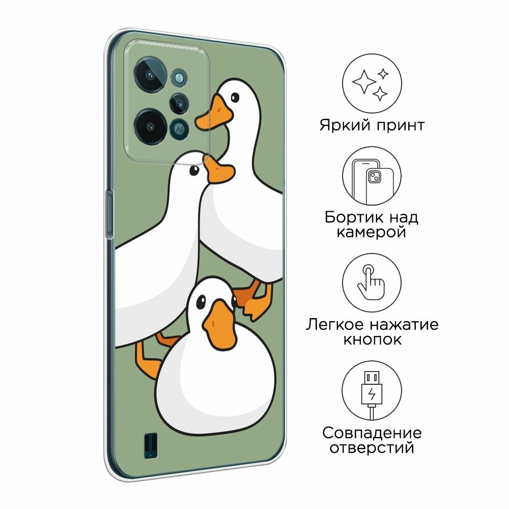 Силиконовый чехол на Realme C31 / Реалми C31 с принтом "Утиное трио" — фото 1