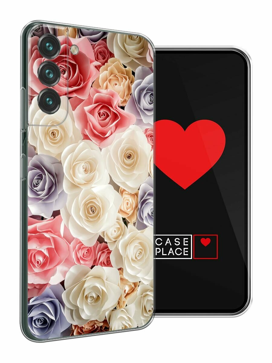 Чехол на Samsung Galaxy S22 / Самсунг Галакси S22 с принтом "Пастельные розы" — фото 1