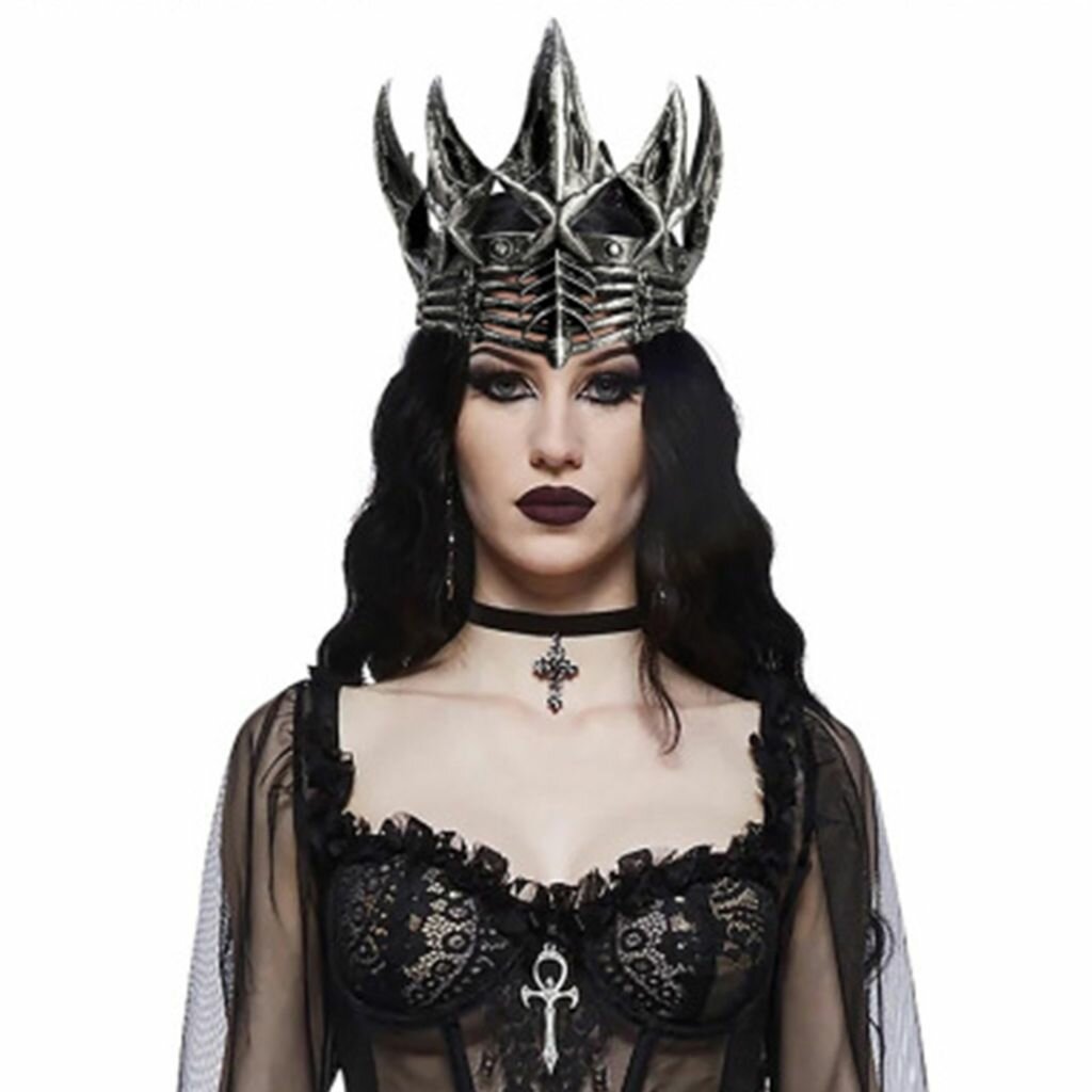 (1шт) Головной убор для косплея в стиле ретро с темной короной-серебристый