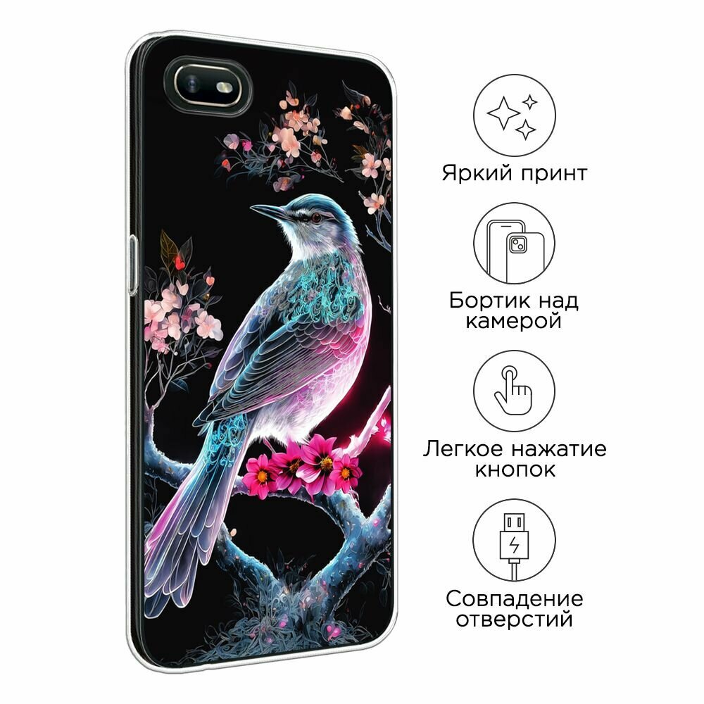 Чехол на Oppo A1k / Оппо А1к с принтом "Птица на цветущем дереве" — фото 1