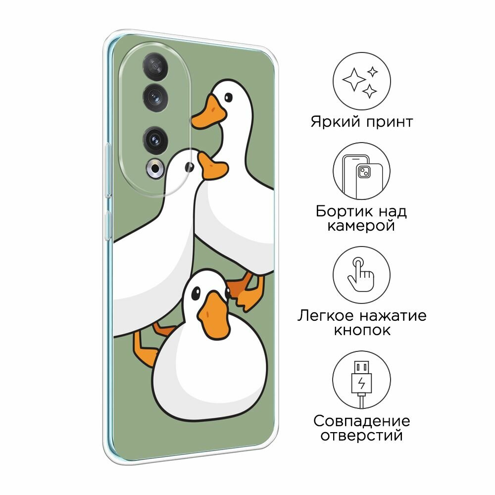 Силиконовый чехол на Honor 90 / Хонор 90 с принтом "Утиное трио" — фото 1
