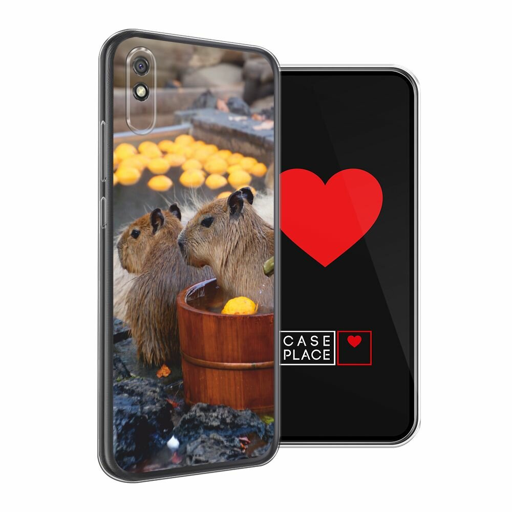 Чехол на Xiaomi Redmi 9A / Сяоми Редми 9А с принтом "Капибары отмокают" — фото 1
