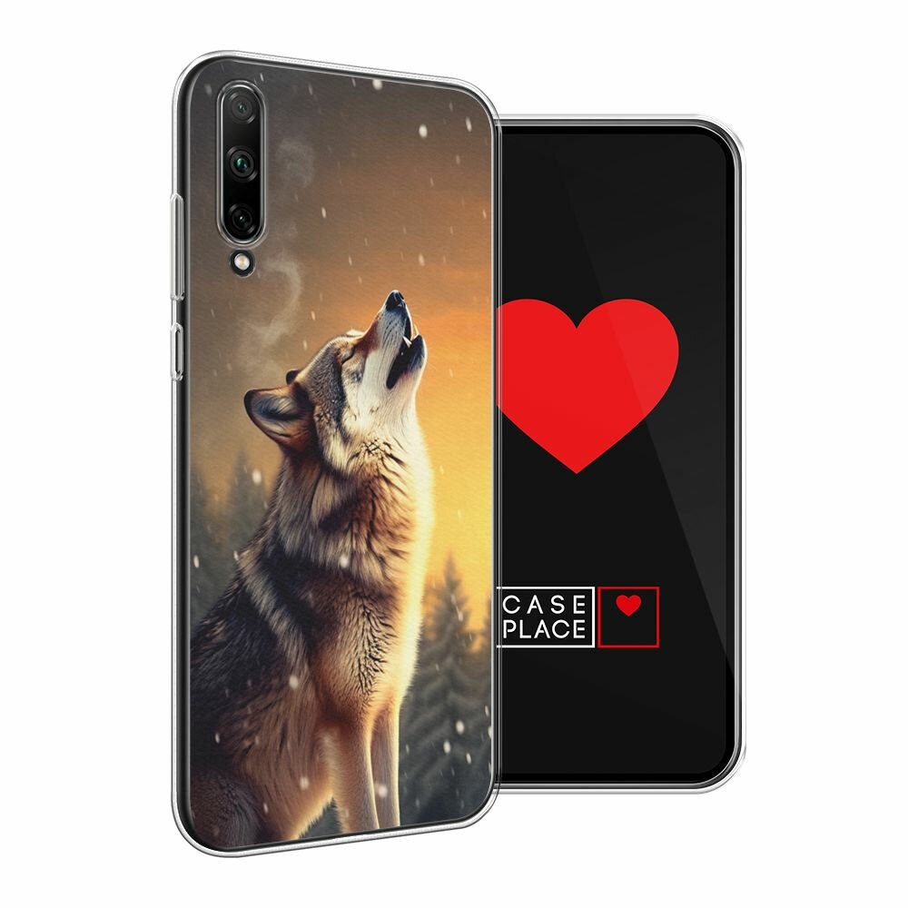 Силиконовый чехол на Honor 30i / Хонор 30i с принтом "Воющий волк" — фото 1