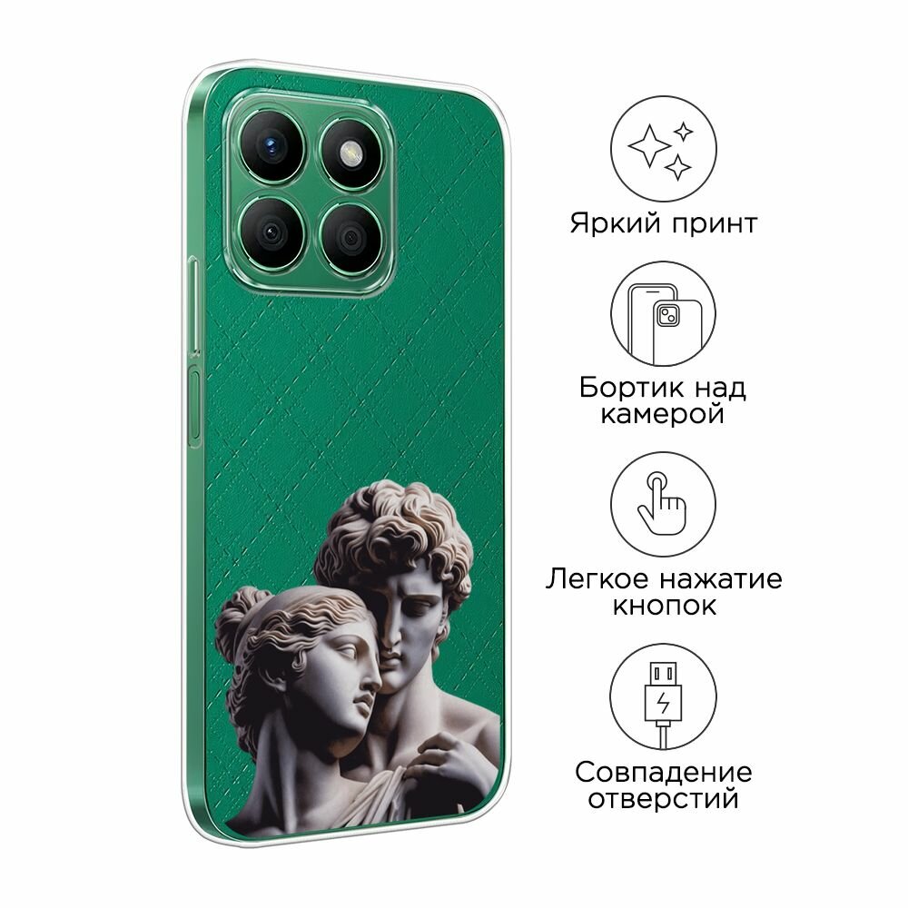 Чехол на Honor X8B / Хонор X8B с принтом "Нежные скульптуры - 14 февраля", прозрачный — фото 1