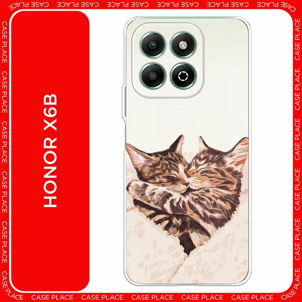 Чехол на Honor X6b / Хонор X6b с принтом "Влюбленные котейки - 14 февраля"