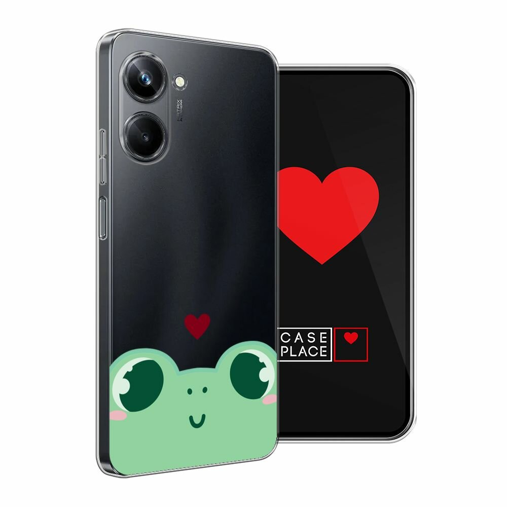 Чехол на Realme 10 Pro / Реалми 10 Про с принтом "Влюблённая лягушка - 14 февраля", прозрачный — фото 1