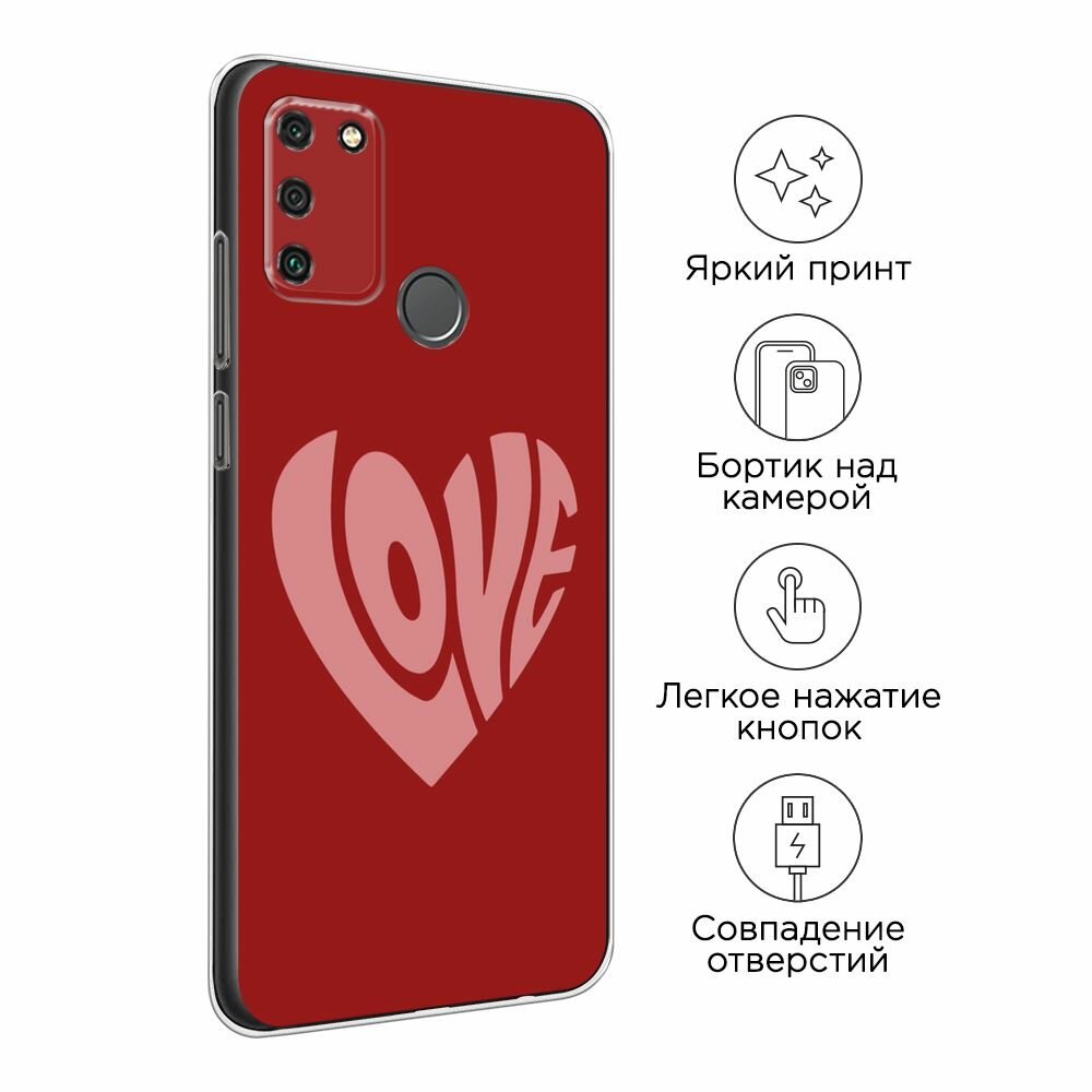 Чехол на Honor 9A / Хонор 9А с принтом "Love heart 1 - 14 февраля" — фото 1