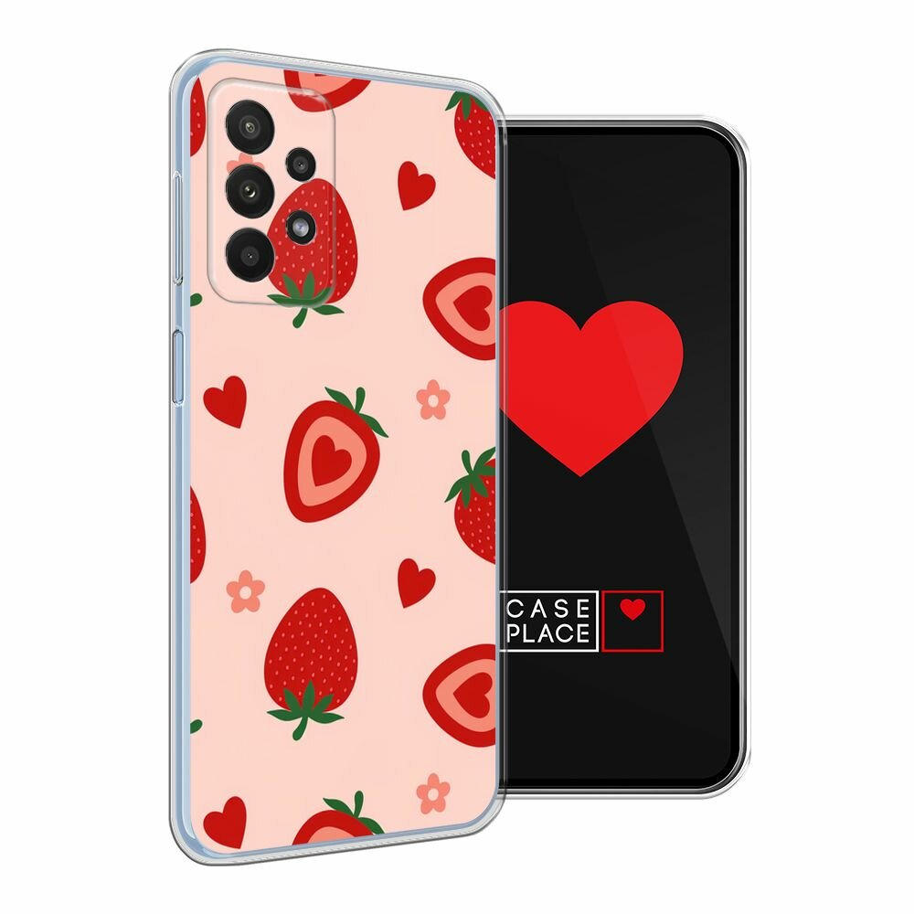 Чехол на Samsung Galaxy A23 / Самсунг Галакси А23 с принтом "Heart strawberries 1 - 14 февраля" — фото 1