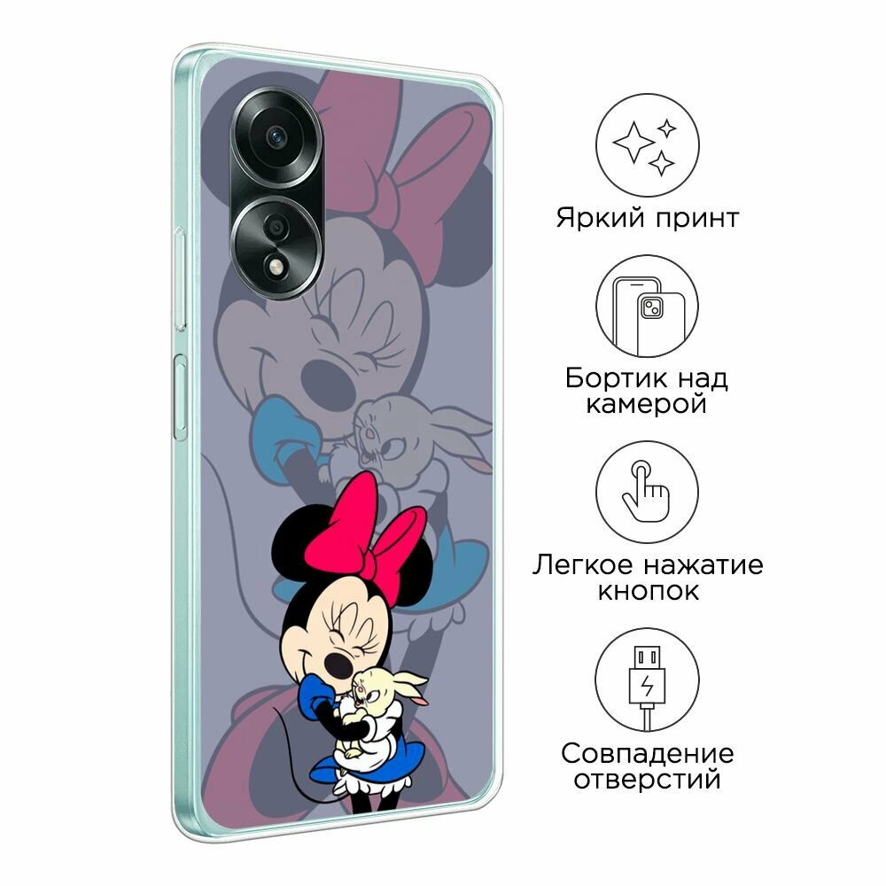 Чехол на Oppo A58 4G / Оппо A58 4G с принтом "Минни с кроликом" — фото 1