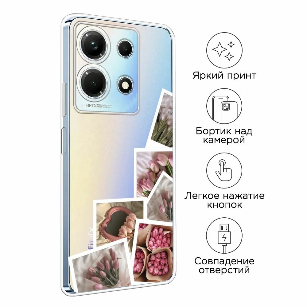 Чехол на Infinix Note 30 4G / Инфиникс Нот 30 4G с принтом "Весенние фото - 8 марта", прозрачный — фото 1